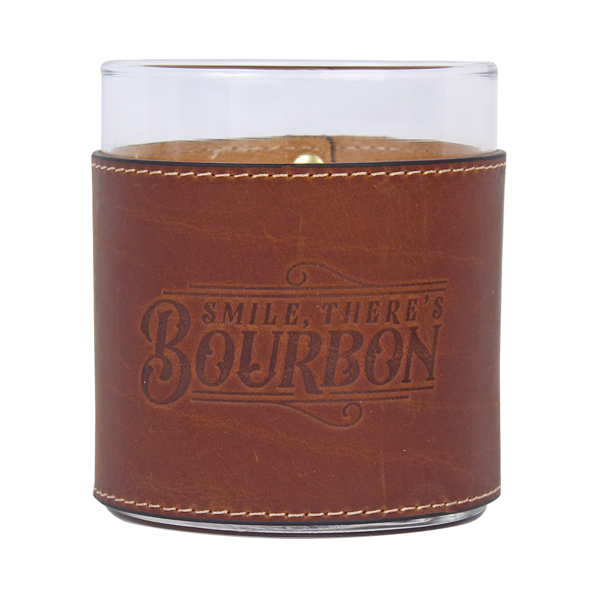 Smile There's Bourbon Leather Rocks Glass – Barrel Down South