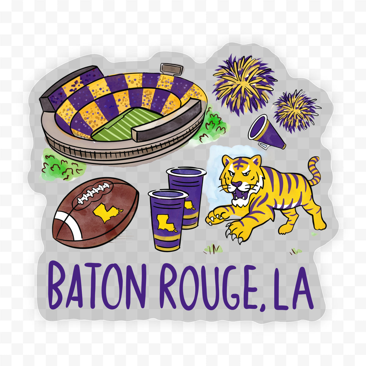 Baton Rouge LA Clear Sticker – Barrel Down South